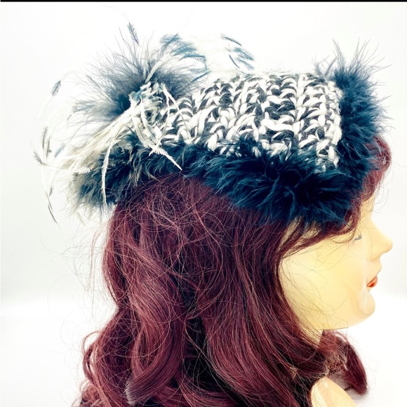 Accessories | Black And White Crocheted Fascinator Vintage Hat | Poshmark